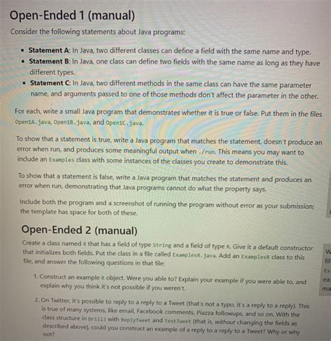 Solved Open Ended 1 Manual Consider The Following