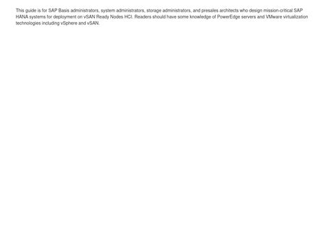 Audience Sap Hana Deployments On Dell Poweredge For Vmware Vsan Hyperconverged Infrastructure