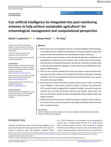 Pdf Can Artificial Intelligence Be Integrated Into Pest Monitoring Schemes To Help Achieve