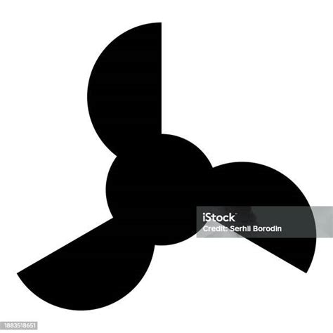 선박 프로펠러 팬 터빈 3 블레이드 아이콘 블랙 컬러 벡터 일러스트 레이 션 이미지 플랫 스타일의 나사 건강관리와 의술에 대한