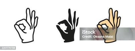 Ok 손 기호 아이콘 승인 및 동의 제스처 긍정적 인 손가락 벡터 그림입니다 커뮤니케이션 및 성공 픽토그램 인간 표현 개념 검은색에 대한 스톡 벡터 아트 및 기타 이미지