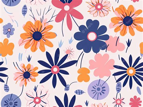 Premium Photo Seamless Botanical Pattern Flowers Illustration Wallpaper Background Design