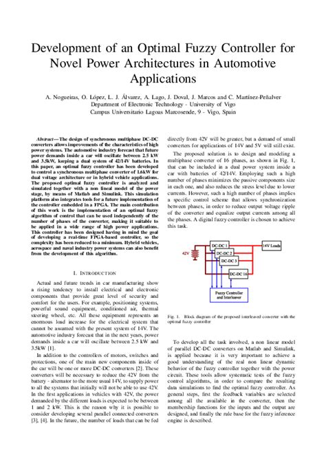 pdf development of an optimal fuzzy controller for novel power architectures in automotive