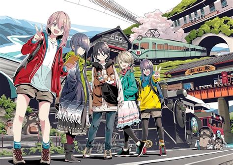 Shima Rin Kagamihara Nadeshiko Inuyama Aoi Oogaki Chiaki And Saitou Ena Yurucamp Drawn By