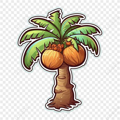 코코넛 나무 녹색 만화 그림여름 식물공장삽화 Png 일러스트 무료 다운로드 Lovepik