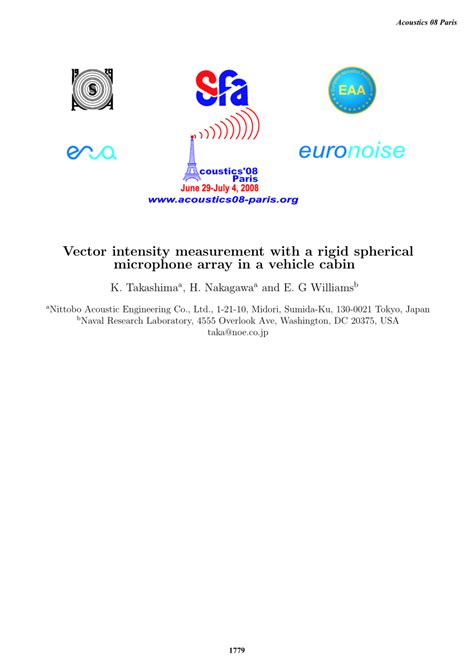 Pdf Vector Intensity Measurement With A Rigid Spherical Microphone