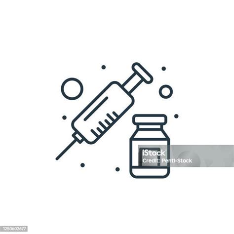 주사기 벡터 아이콘입니다 주사기 편집 가능한 스트로크 웹 및 모바일 앱 로고 인쇄 매체에 사용하기 위한 주사기 선형 기호입니다 얇은 선 그림 벡터 격리 된 윤곽선 도면입니다