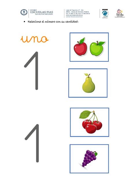 Relaciona Número 1 Con Su Cantidad Worksheet Live Worksheets