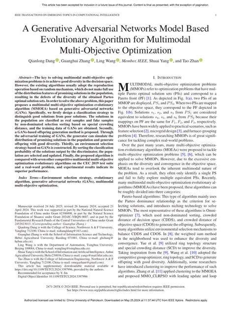 (PDF) A Generative Adversarial Networks Model Based Evolutionary Algorithm for Multimodal Multi ...