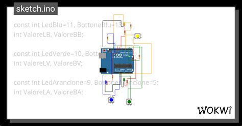 Circuito Con 3 Bottoni E 3 Led Wokwi ESP32 STM32 Arduino Simulator
