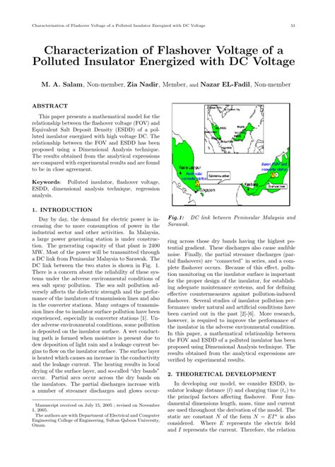 Pdf Characterization Of Flashover Voltage Of A Polluted Insulator