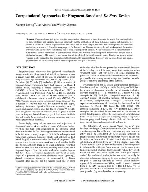 Pdf Computational Approaches For Fragment Based And De Novo Design