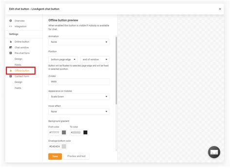 Chat Button Settings Overview