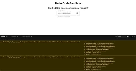 Mas Warning On Console The Mask M You Passed Is Not Valid For The Format
