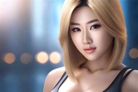 Premium Ai Image Beauty Blonde Korean Woman