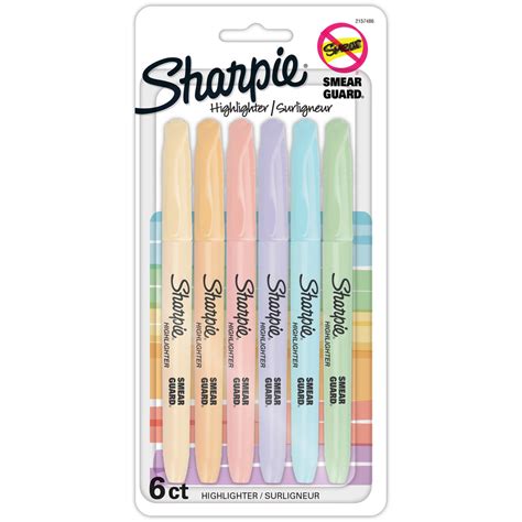 Sharpie Chisel Tip Pocket Style Highlighters Assorted Pastel Colours 6 Pack Staples Ca