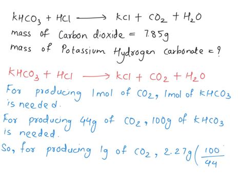 Solved Balance Equation Khco3 Hcl Kcl Co2 H20 Then Calculate The Mass Of Potassium
