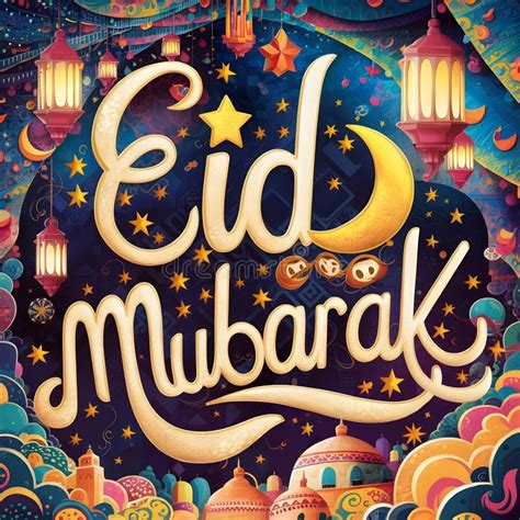 Design A Whimsical Eid Mubarak Poster With Playful Patterns Stock Illustration Illustration