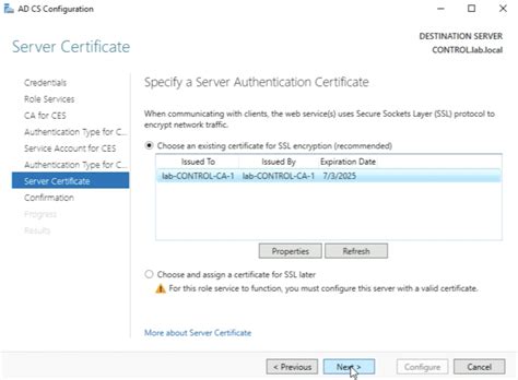 lab configuring a microsoft server to be a root certificate authority