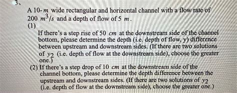 Solved A M Wide Rectangular And Horizontal Channel With Chegg