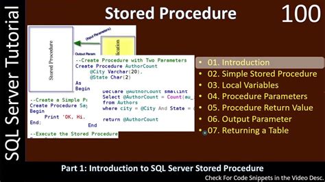 Stored Procedure Part 1 Introduction Ssms Tsql Tutorial 100