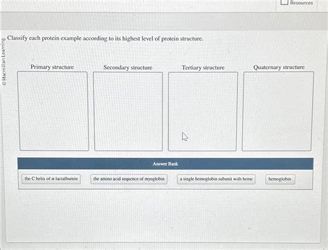 solved resourcesclassify each protein example according to