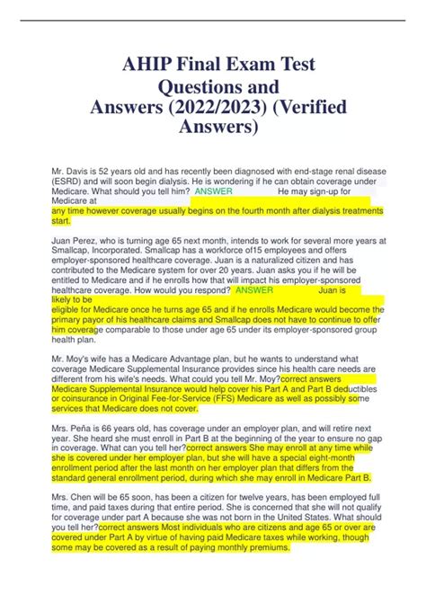 Ahip Final Exam Test Questions And Answers Latest 2023 2024 Ahip Stuvia Us