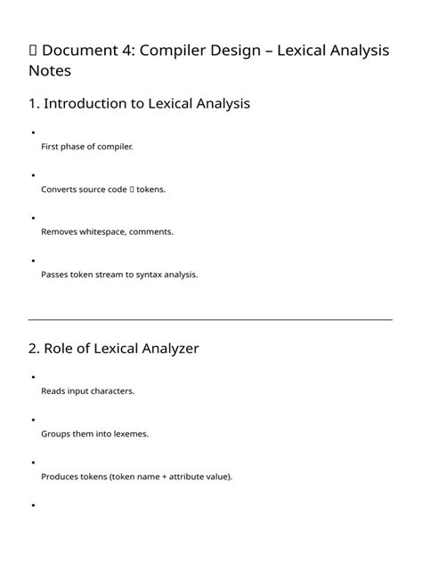 Document 4 Compiler Design Lexical Analysis Notes Pdf