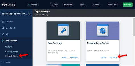 Back4app App Settings Your Applications Backend Simplified