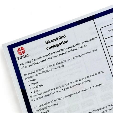 Past Present And Future Tense Glance Card Turas