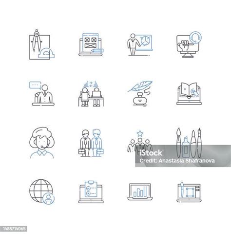 작업 라인업 라인 아이콘 컬렉션입니다 일정 명단 계획 과제 의제 교대 근무 인력 벡터 및 선형 그림 직원 배치 조직 조정 개요