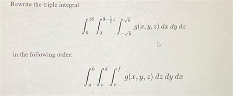 Solved Rewrite The Triple Integral