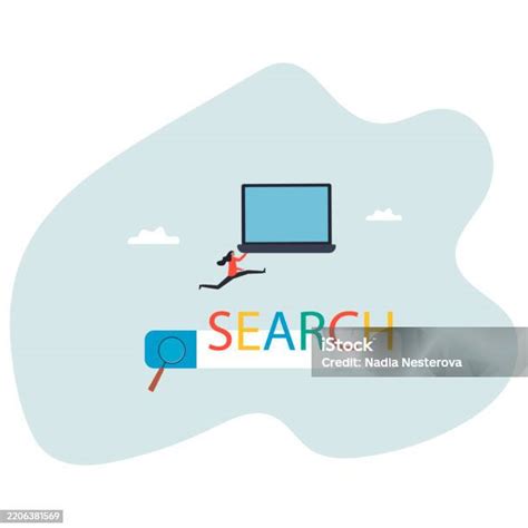 검색 상자 Seo 검색 엔진 최적화 또는 인터넷 온라인 직업 또는 직업 기회에서 웹 사이트 찾기character For Design 개발에 대한 스톡 벡터 아트 및 기타