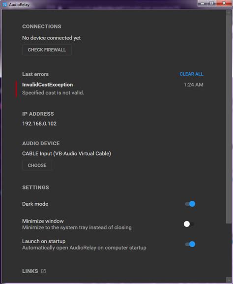 invalid cast exception help audiorelay