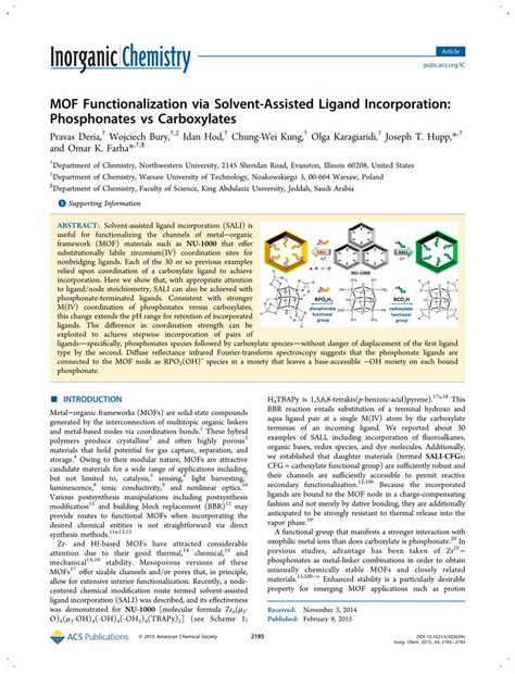 Pdf Mof Functionalization Via Solvent Assisted Ligand Dokumentips