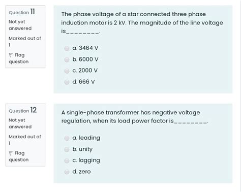 Solved Question 11 Not Yet Answered The Phase Voltage Of A