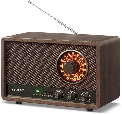Leotec Am Fm Radio Retro Wood Table Radio Portable