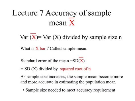 PPT Lecture Accuracy Of Sample Mean X PowerPoint Presentation Free Download ID