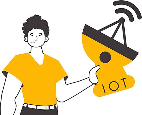 Man Holding Iot Logo In Modern Style Vector Isolated On White Vector Mobile Web Graphic Png