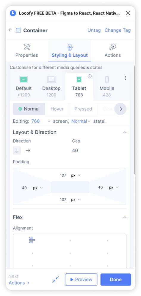 generating responsive code locofy docs