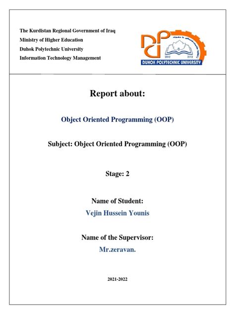 Vejin Hussein Younis Oop Pdf Object Oriented Programming Object