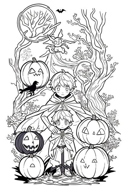 Premium Ai Image Halloween Lineart Coloring Book Spooky Fun Awaits