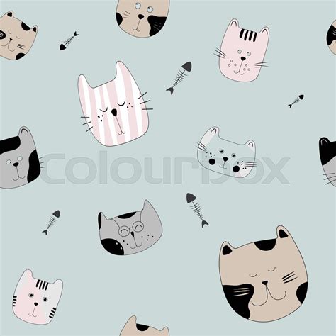 Kitty Cat Pattern Stock Vector Colourbox