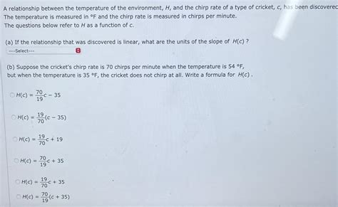 Solved A Relationship Between The Temperature Of The