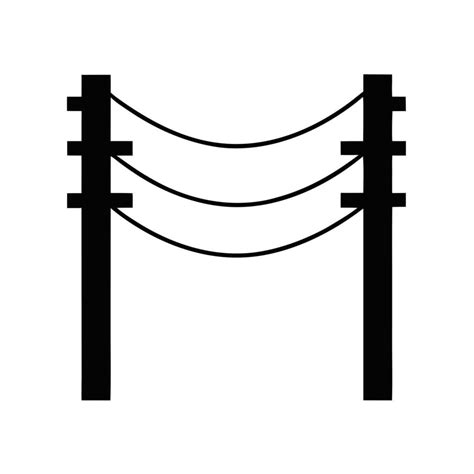 Simple Black And White Illustration Of Telegraph Pole And Wires Over