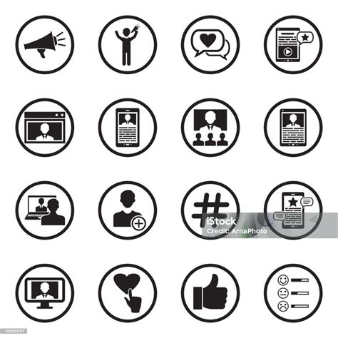 인플루언서 아이콘 원에서 검은 색 플랫 디자인입니다 벡터 일러스트레이션 Brand Name Online Messaging Platform에 대한 스톡 벡터 아트 및 기타