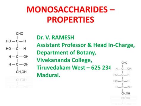 Carbohydrates Monosaccharides Properties Pptx