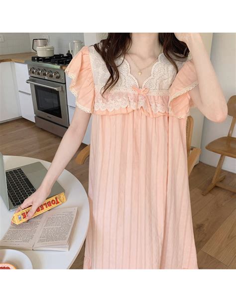 라라벨 원피스 파자마 홈웨어 프릴 여름파자마 반팔파자마 여름잠옷 여름홈웨어 예쁜파자마 예쁜잠옷 면잠옷 코튼파자마 레이스 러블리 빈티지 공주 잠옷 학생잠옷