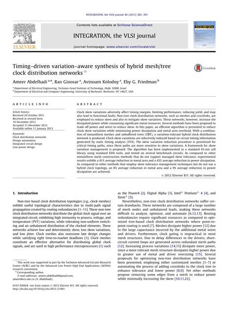 Pdf Timingdriven Variationaware Synthesis Of Hybrid Meshtree Clock