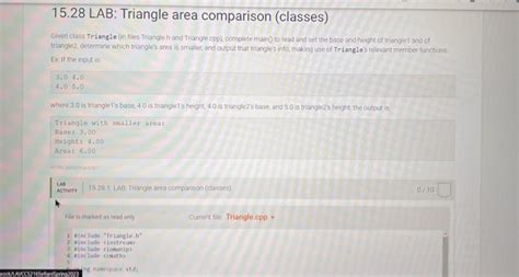 Solved LAB Triangle Area Comparison Classes Given Chegg